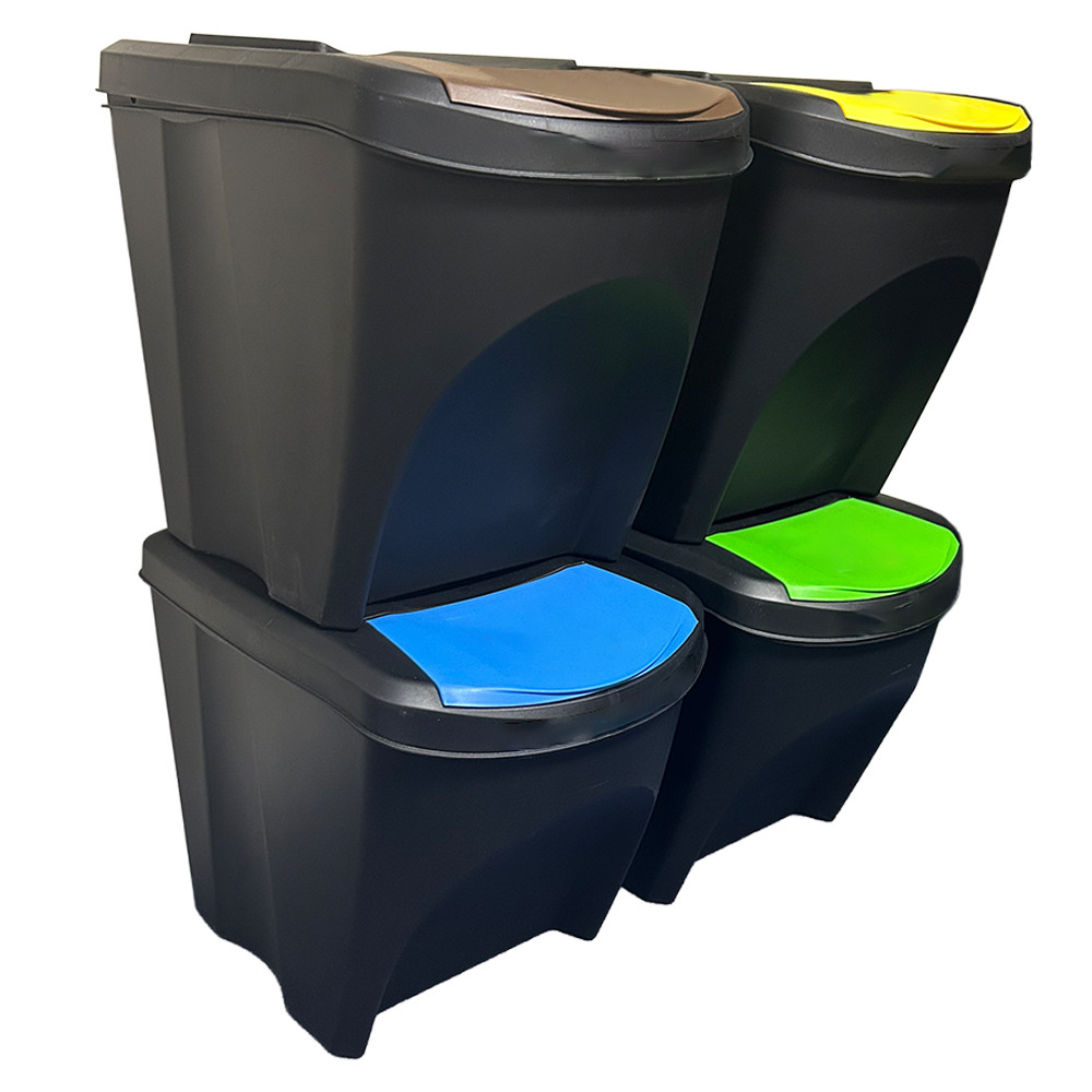 Simpler Recycling Set of 4 25L Stackable Recycling Bins - Stackinbin ...